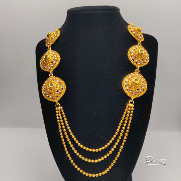 3 Layer Gold Colour Chain Necklace With Earrings – Ungal Store